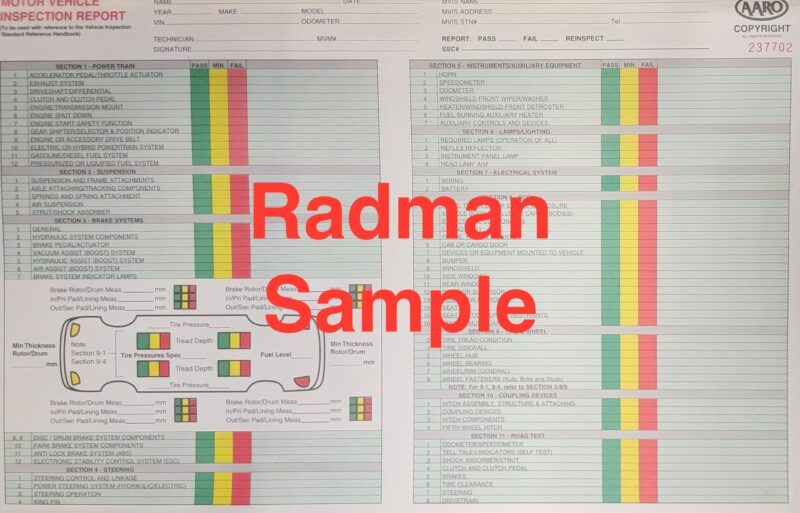 Safety Inspection Required by MTO - for car purchase